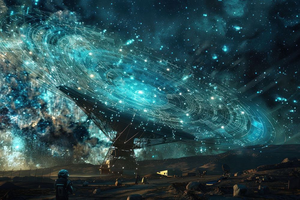 Futuristic space observatory night | Free Photo Illustration - rawpixel
