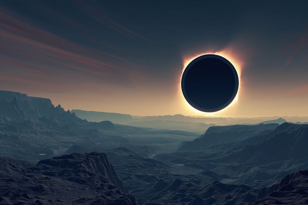 Eclipse over alien landscape | Free Photo Illustration - rawpixel
