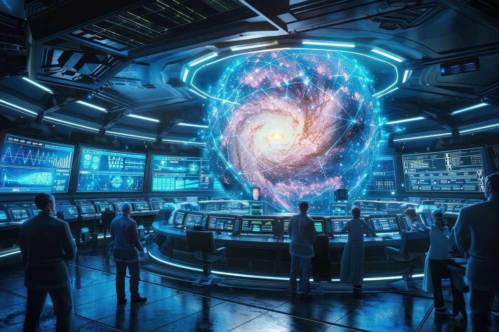 Futuristic space command center illustration | Free Photo Illustration ...