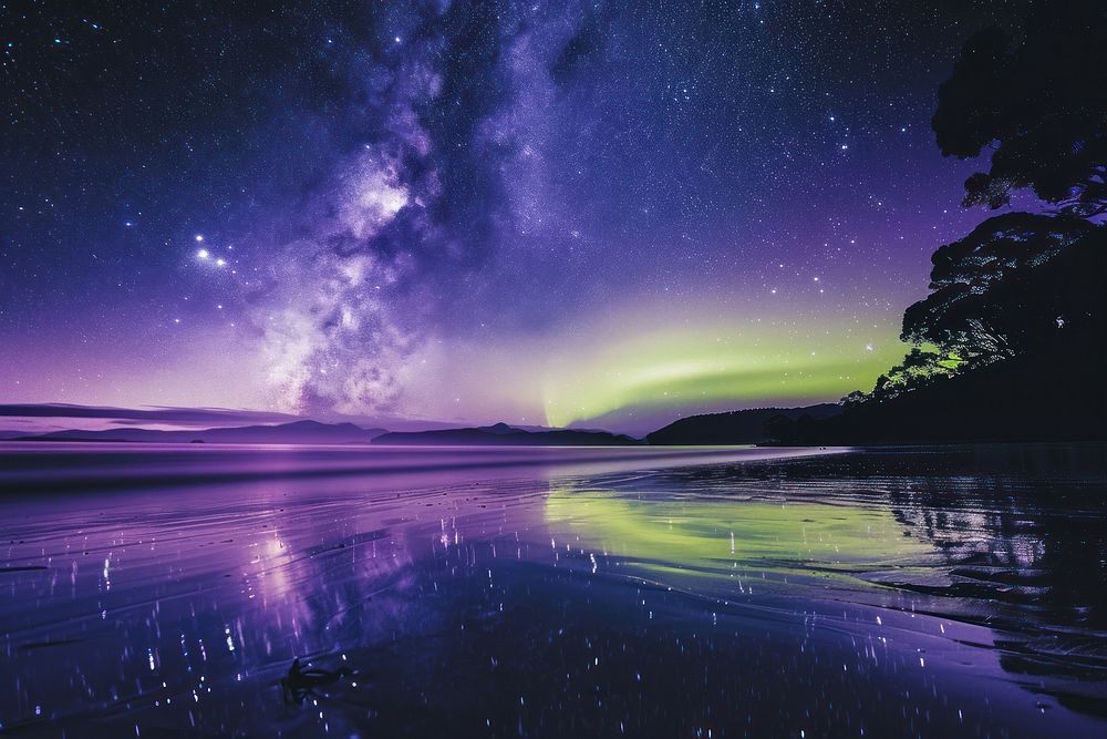 Stunning cosmic night sky reflection | Free Photo Illustration - rawpixel