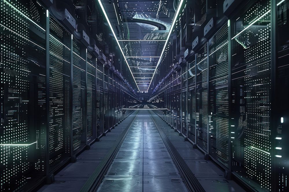 Futuristic data center server room | Free Photo Illustration - rawpixel