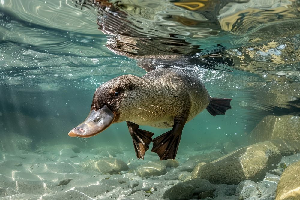 Platypus swimming underwater gracefully. | Free Photo - rawpixel