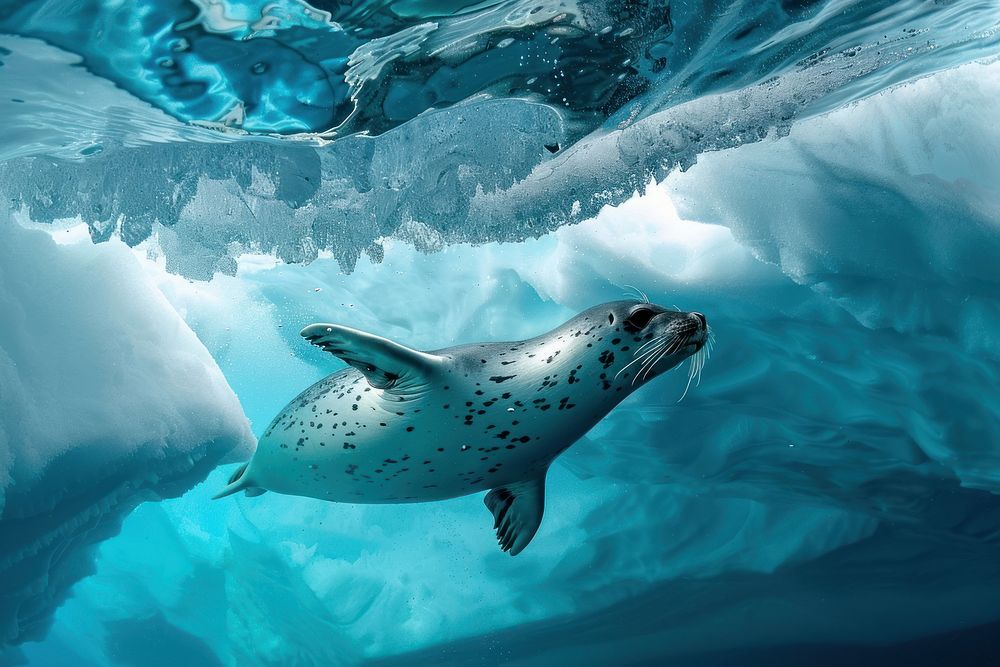 Seal swimming under icy waters | Free Photo - rawpixel