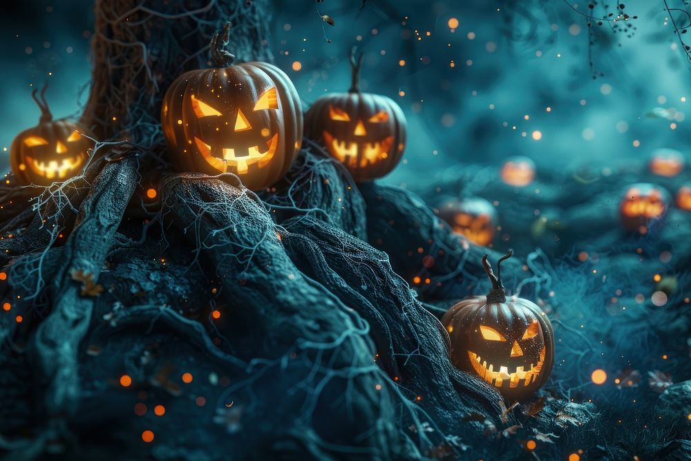 Halloween background pumpkins halloween jack-o-lantern | Free Photo ...