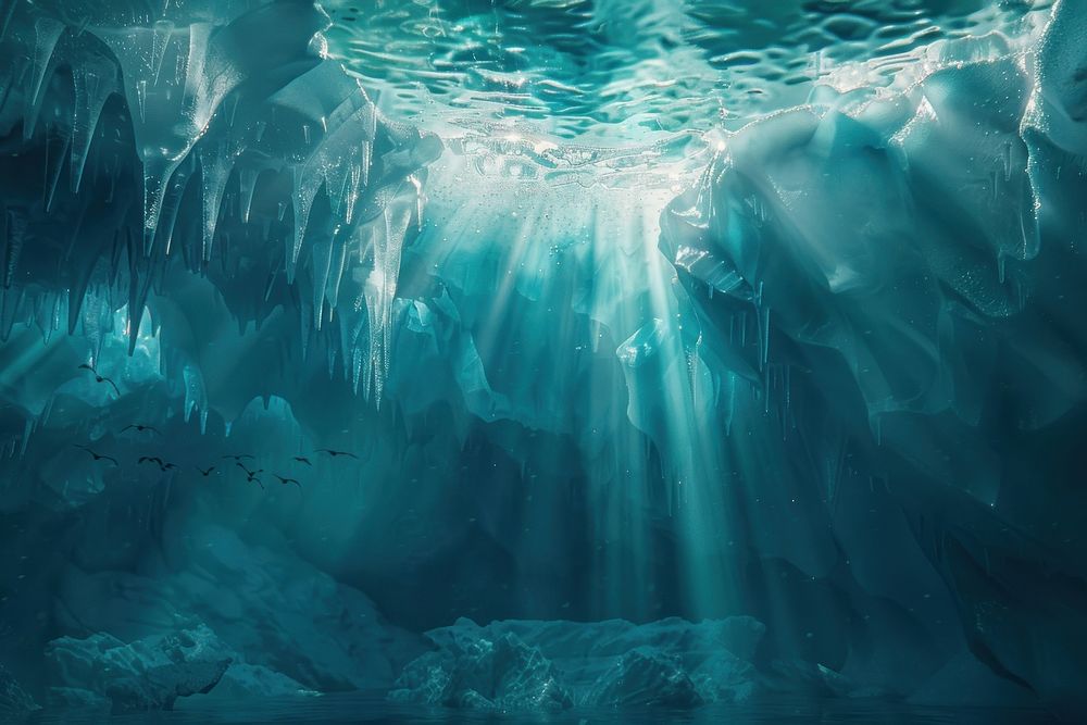 Underwater ice cave illustration | Free Photo Illustration - rawpixel Underwater ice cave illustration | Free Photo Illustration - rawpixel