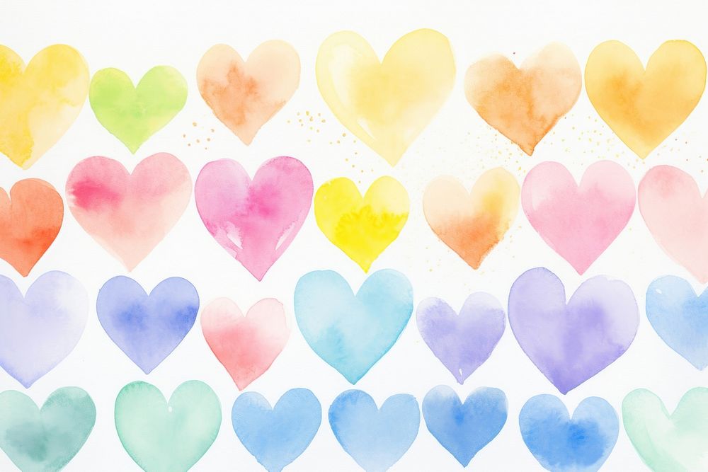 Colorful watercolor heart pattern | Free Photo Illustration - rawpixel