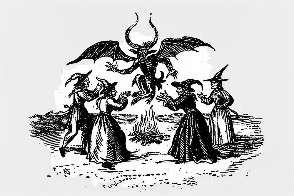 Witches summoning demonic creature ritual | Free Photo Illustration ...