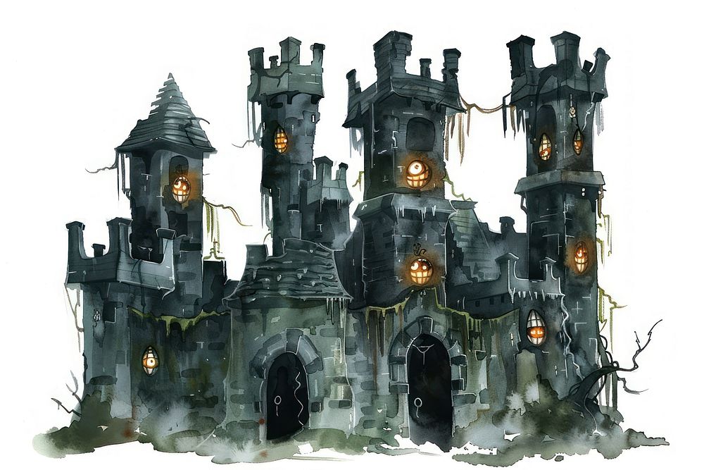 Spooky haunted castle illustration | Free Photo Illustration - rawpixel