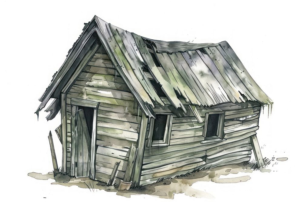 Rustic weathered wooden shack illustration | Free Photo Illustration ...