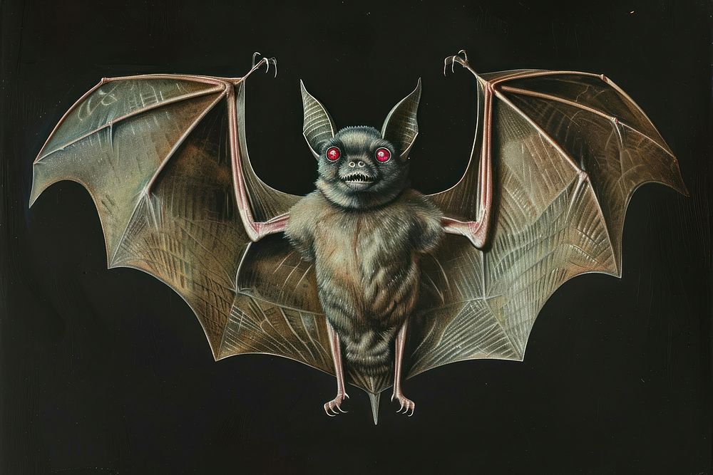Bat illustration with red eyes | Free Photo Illustration - rawpixel