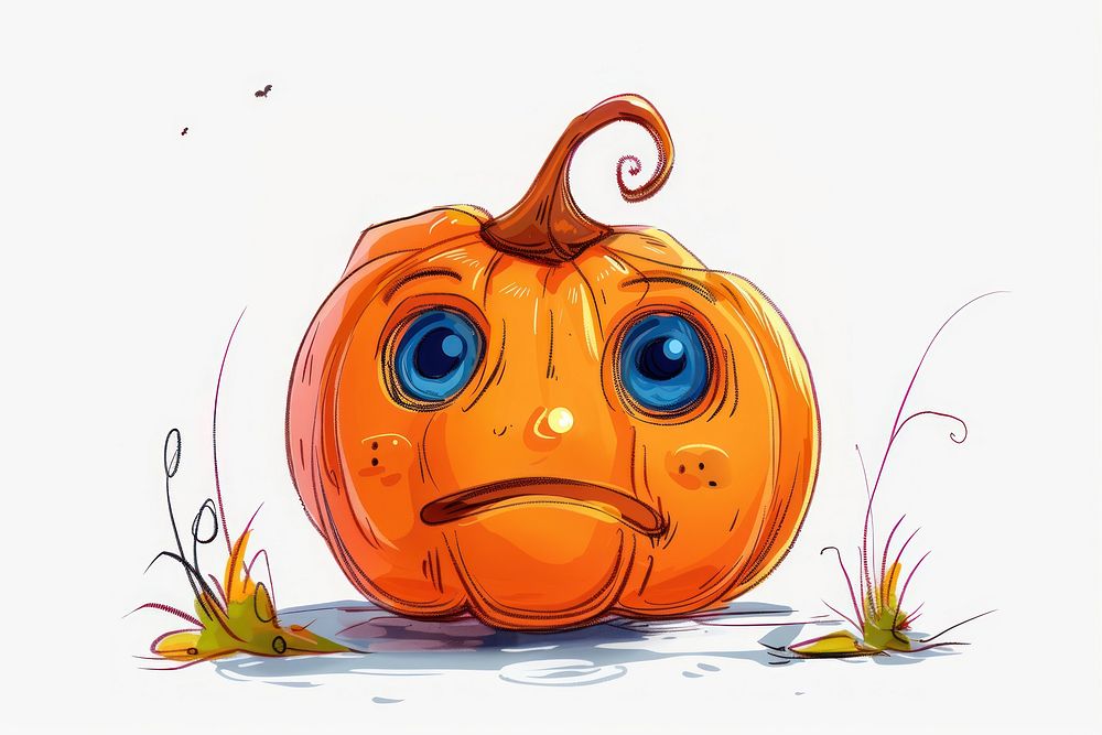 Sad pumpkin cartoon illustration | Free Photo Illustration - rawpixel