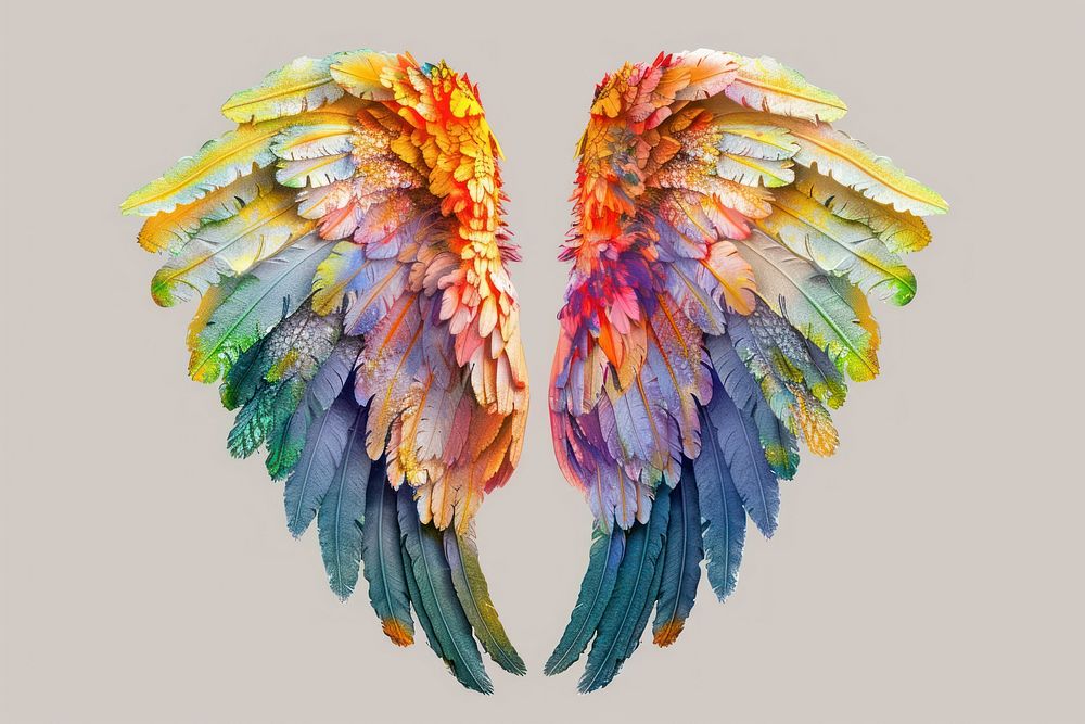 Colorful feathered angel wings art | Free Photo - rawpixel
