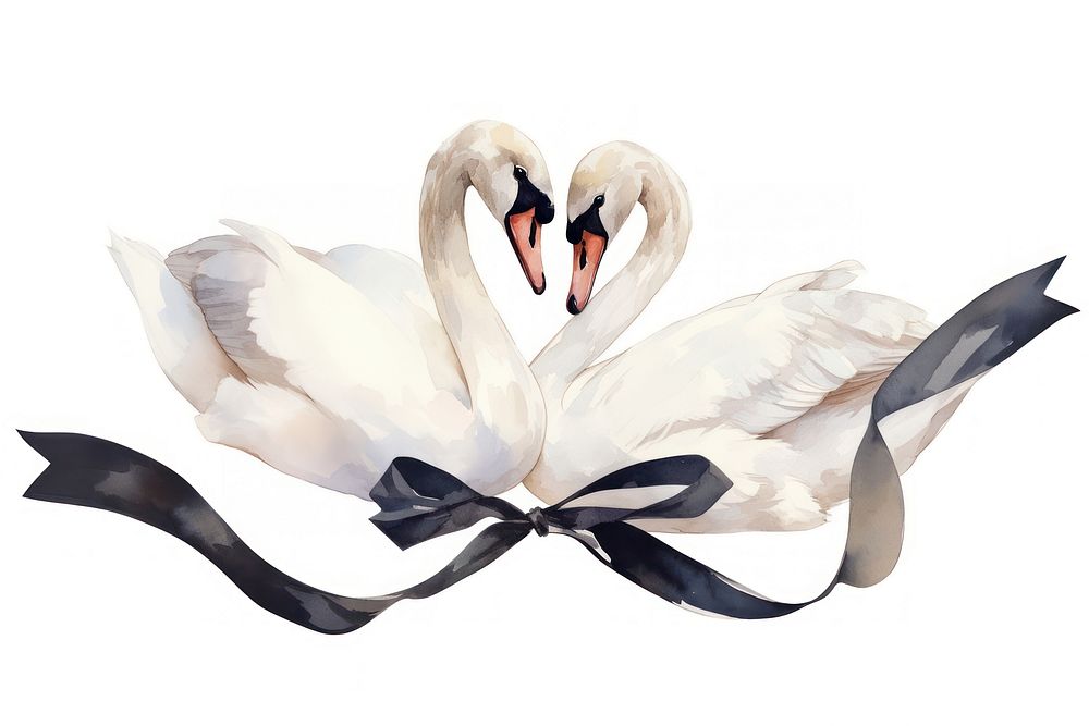 Elegant swans with black ribbon | Premium Photo Illustration - rawpixel