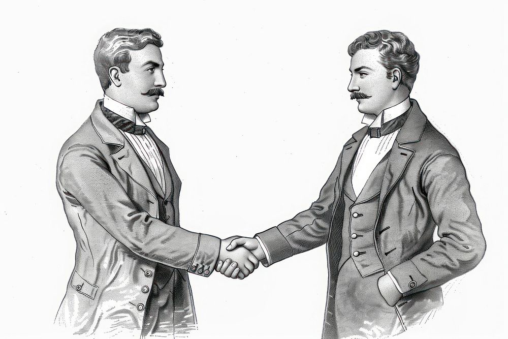 Vintage handshake agreement illustration | Free Photo Illustration ...