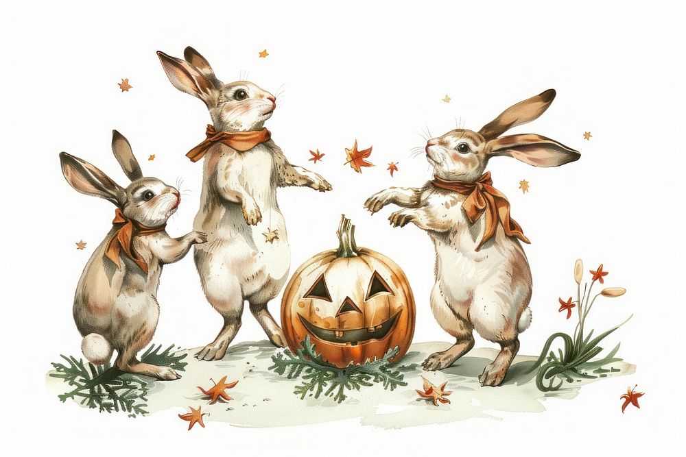 Rabbits celebrate Halloween festively. | Free Photo Illustration - rawpixel