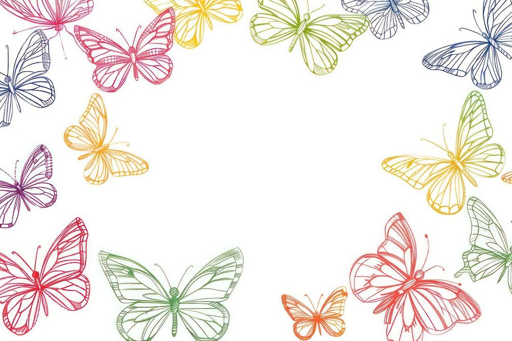 Butterfly border drawing illustrated embroidery | Free Photo ...