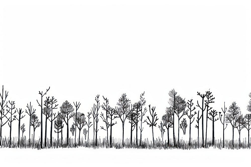 Tree border drawing illustrated sketch. | Free Photo Illustration ...