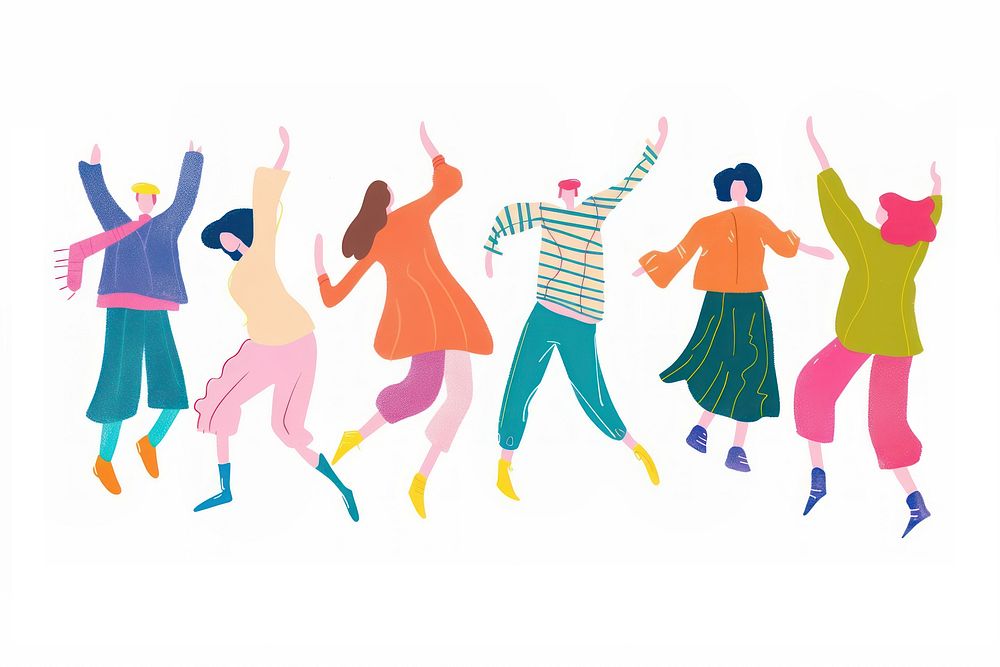 Colorful joyful dancing people illustration | Free Photo Illustration ...