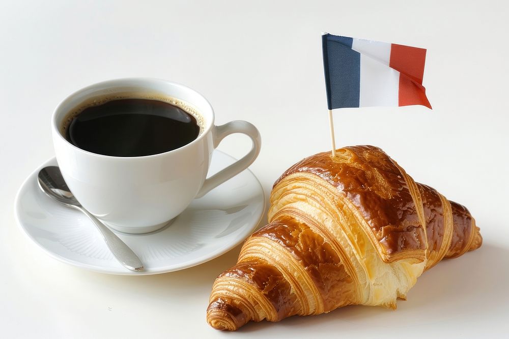French Breakfast Coffee Croissant Flag Free Photo Rawpixel