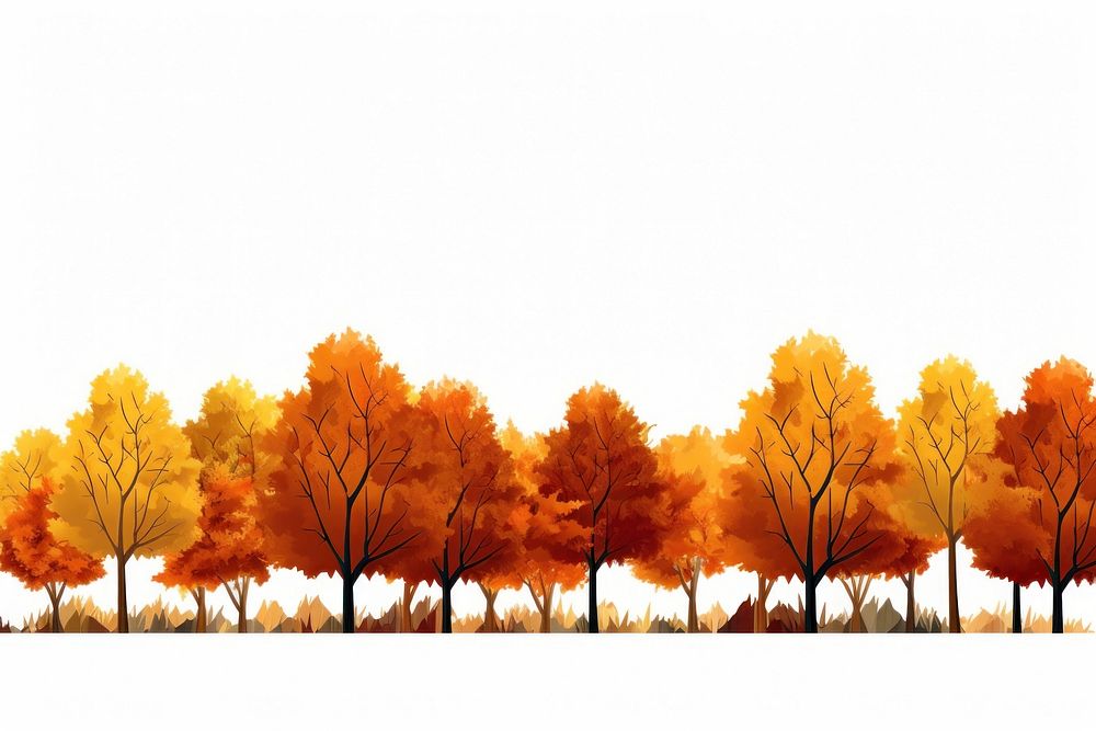 Fall tree border landscape panoramic | Free Photo Illustration - rawpixel
