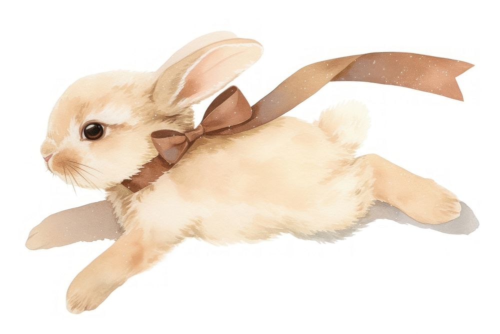 Cute bunny with brown ribbon | Free Photo Illustration - rawpixel