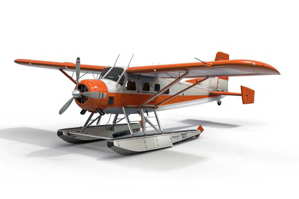 Orange seaplane with pontoons | Free Photo - rawpixel