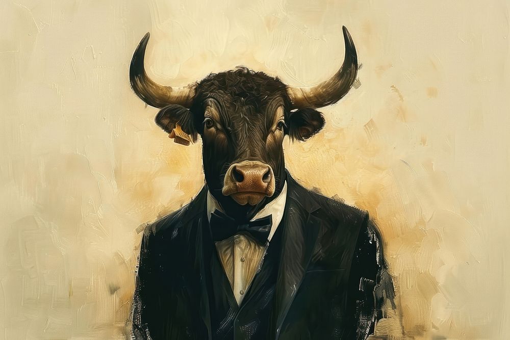 Bull in formal attire illustration | Free Photo Illustration - rawpixel