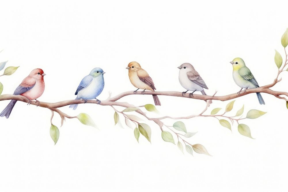 Colorful birds on tree branch | Free Photo Illustration - rawpixel