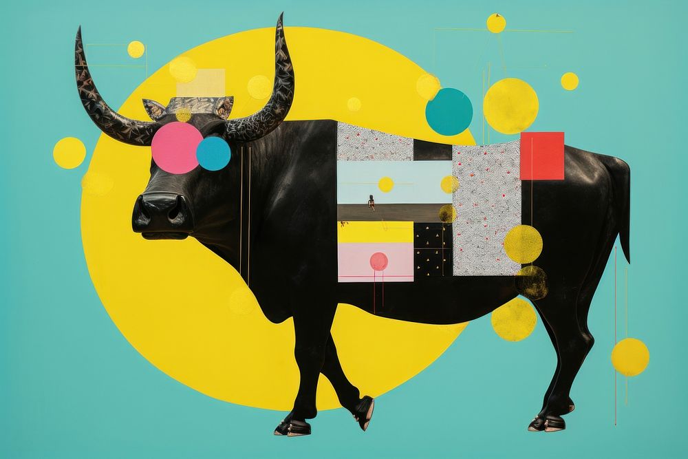 Bull livestock dinosaur wildlife. | Free Photo Illustration - rawpixel