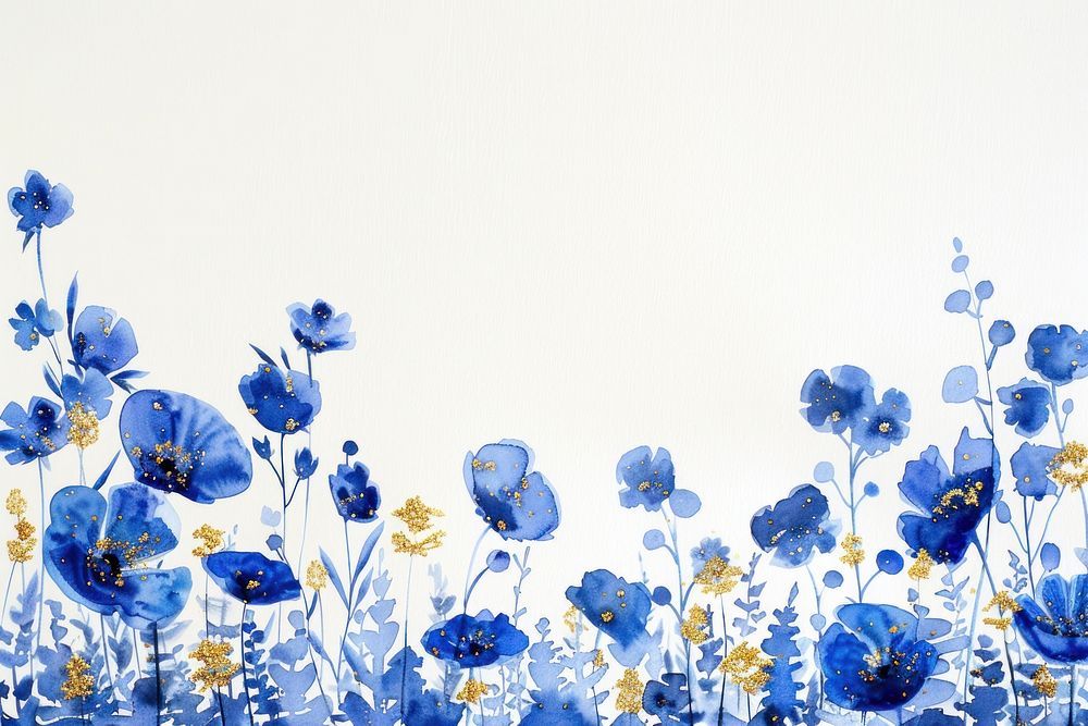 Elegant blue floral watercolor illustration | Free Photo Illustration ...