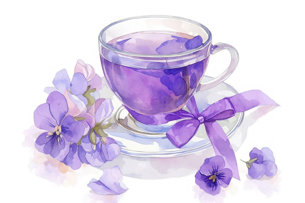 Purple coquette tea beverage blossom | Free Photo Illustration - rawpixel