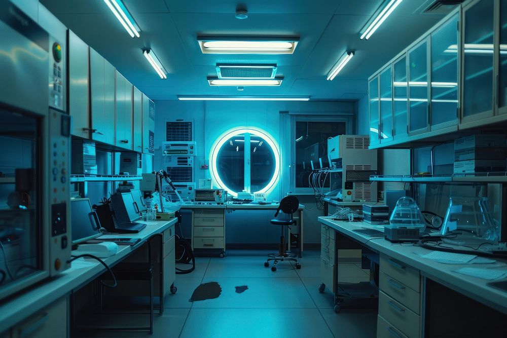 Futuristic laboratory with neon lighting | Free Photo - rawpixel
