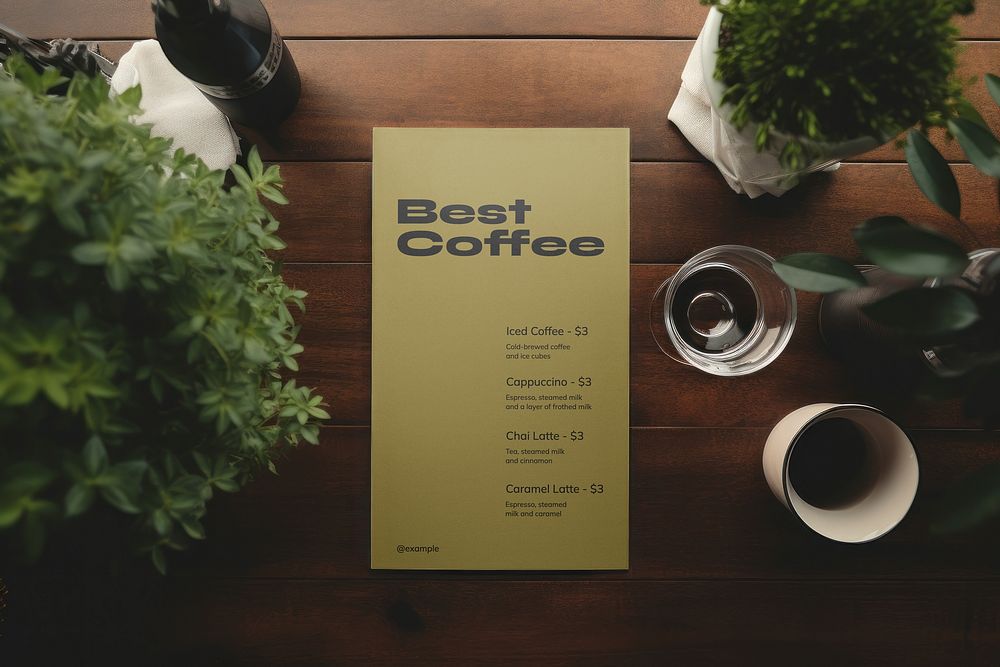 Elegant coffee menu wooden table | Free Photo - rawpixel