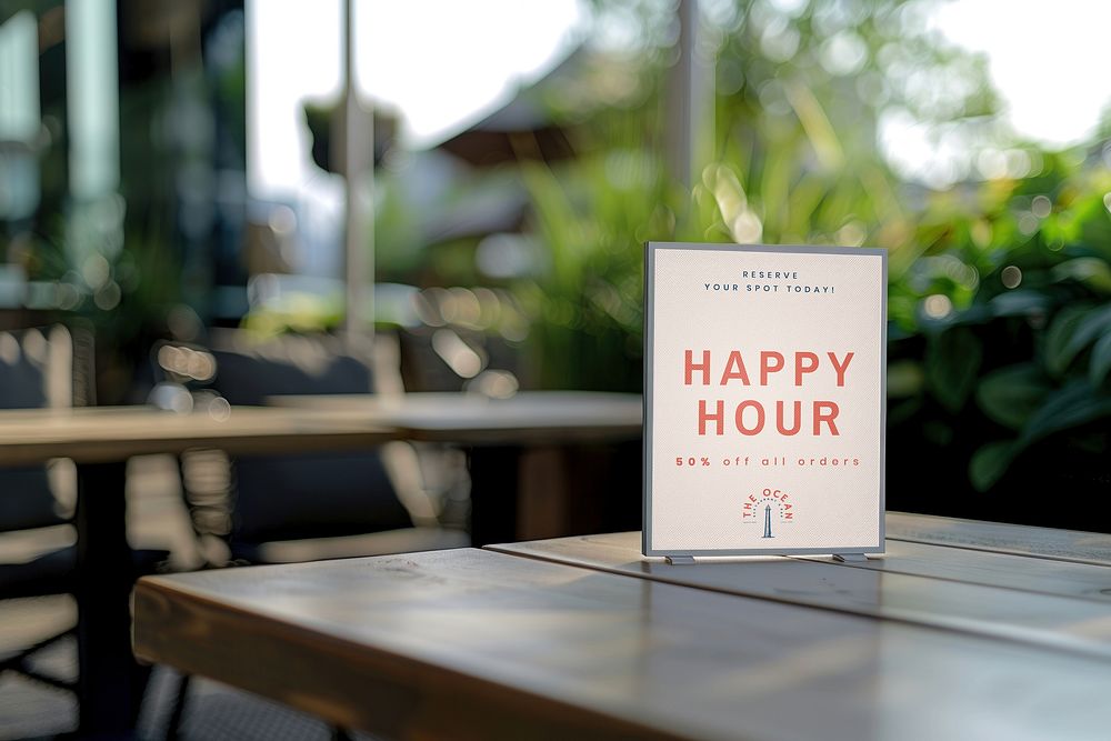 Outdoor happy hour sign promotion | Free Photo - rawpixel