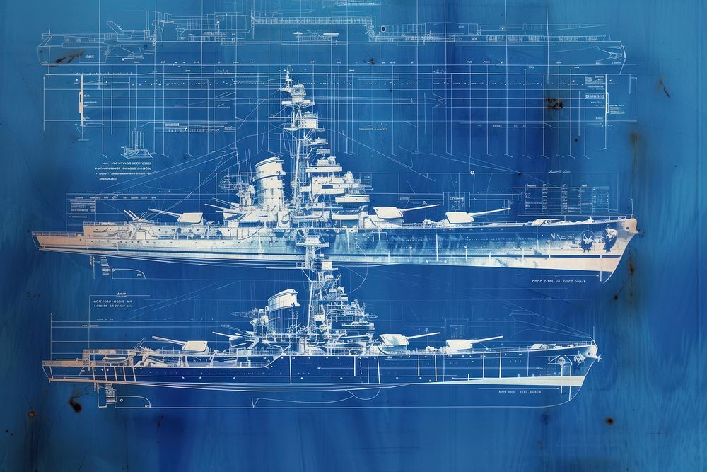 Detailed battleship blueprint illustration | Free Photo Illustration ...