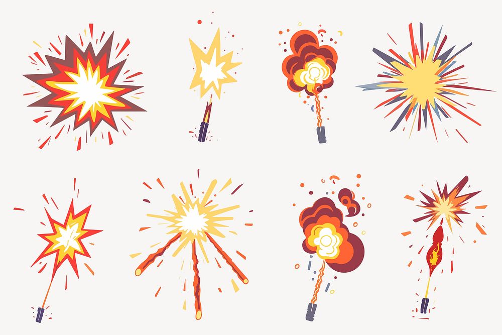 Explosion illustration vector set | Free Vector - rawpixel