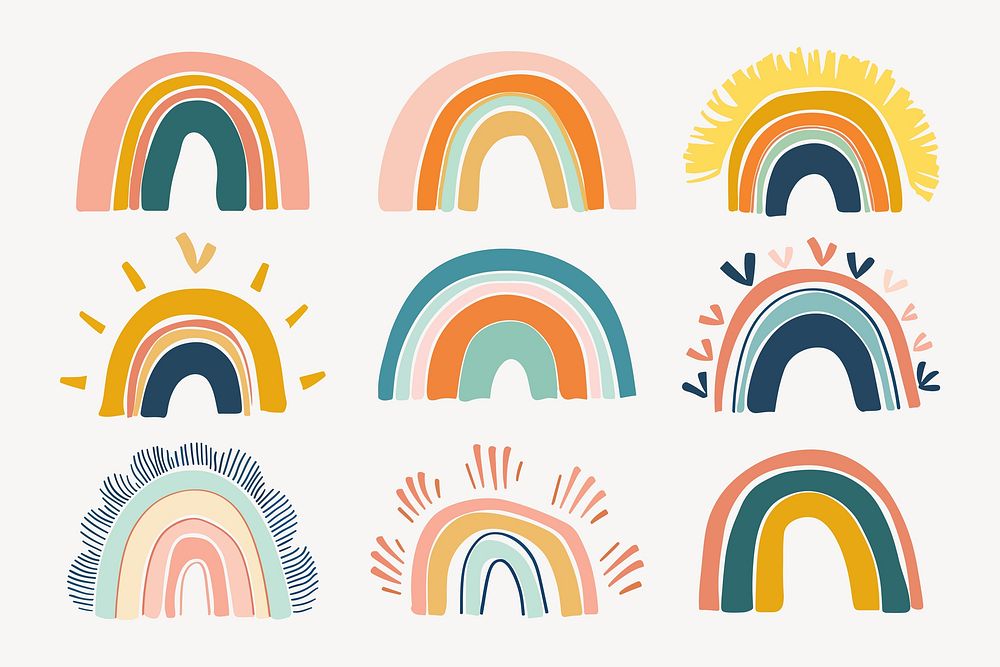 Boho rainbow arch vector set | Free Vector - rawpixel