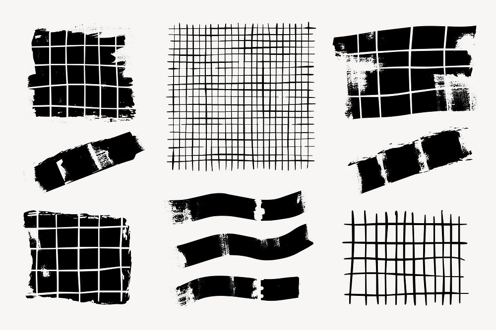 Grid brush pattern vector set | Free Vector - rawpixel