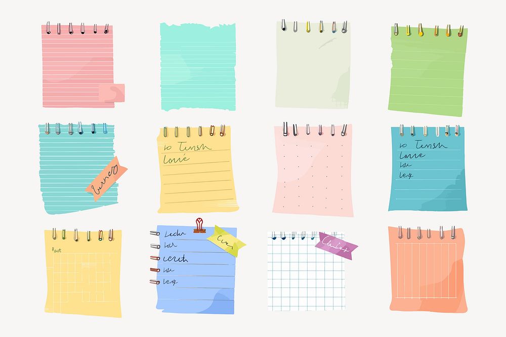 Paper note vector set | Free Vector - rawpixel