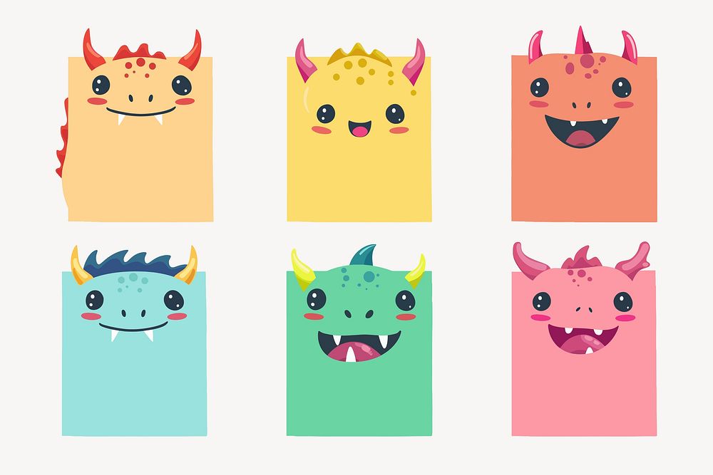Cute monster sticky notes illustration | Free Vector - rawpixel