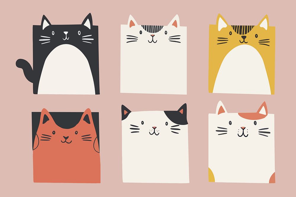 Cute cat sticky notes illustration | Free Photo - rawpixel