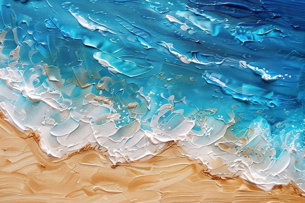 Vibrant textured ocean wave painting | Free Photo Illustration - rawpixel