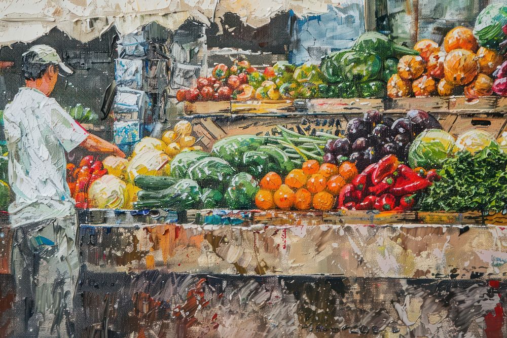 Vibrant market vegetable stall | Free Photo Illustration - rawpixel