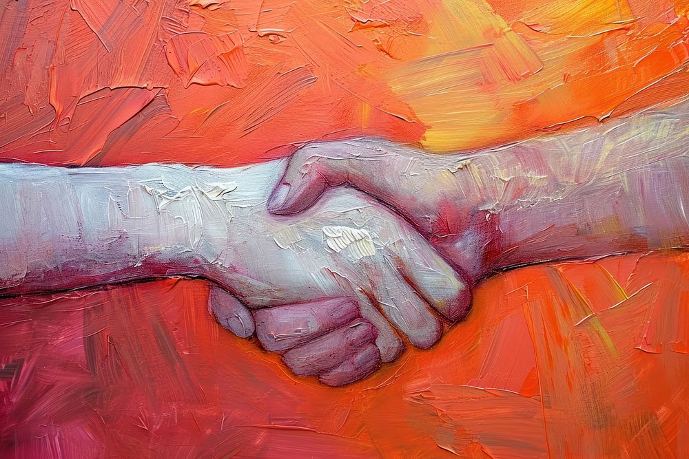 Colorful handshake abstract painting | Free Photo Illustration - rawpixel