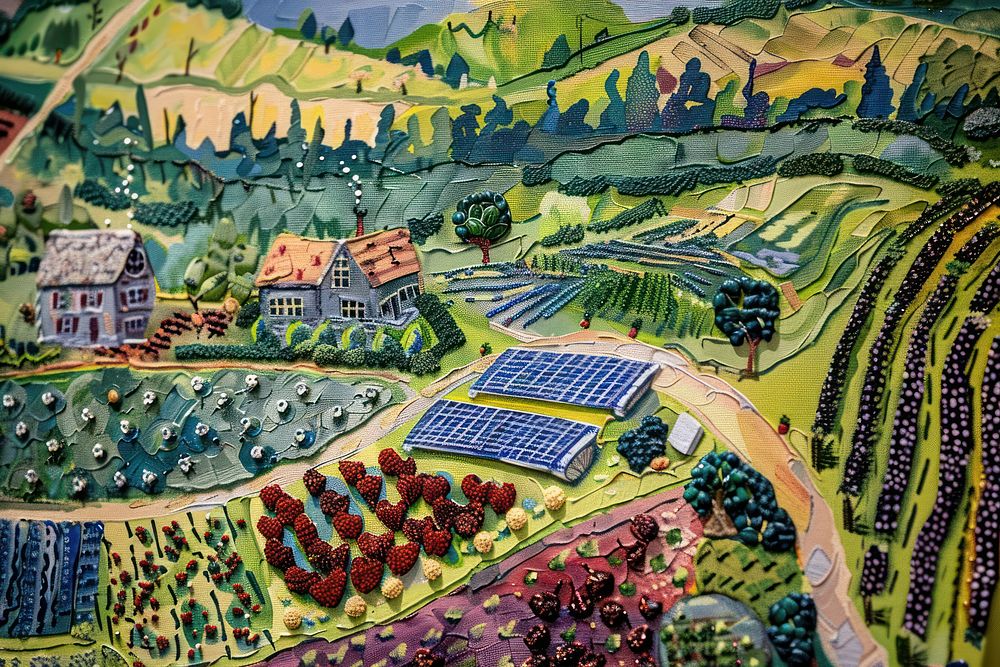 Colorful rural landscape illustration | Free Photo Illustration - rawpixel