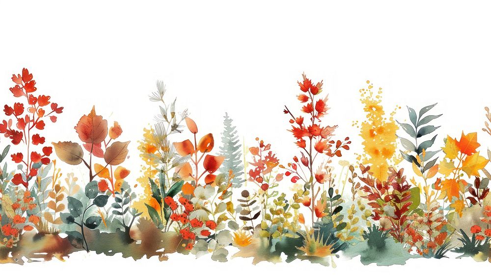 Autumn watercolor floral border | Free Photo Illustration - rawpixel