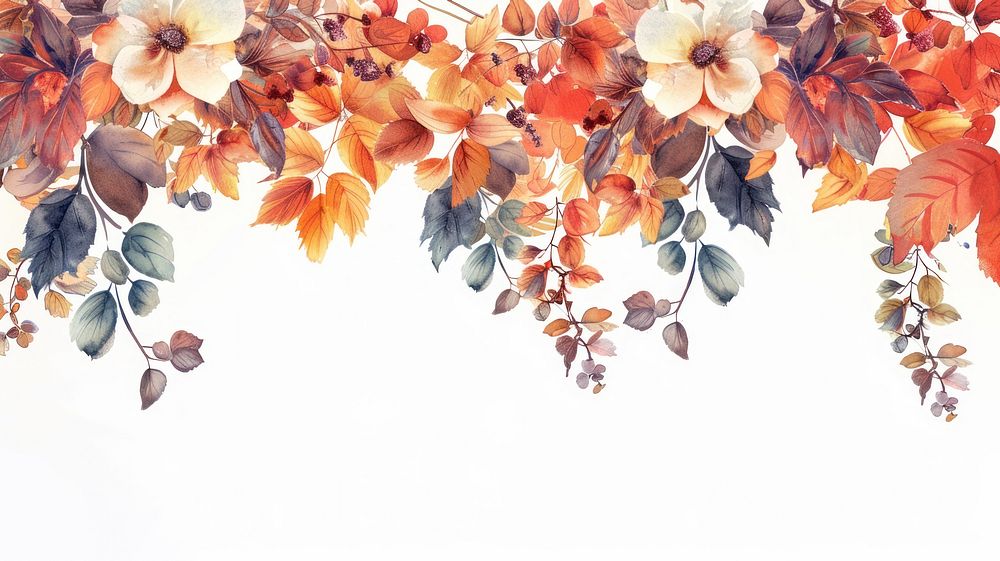 Autumn floral border illustration | Free Photo Illustration - rawpixel