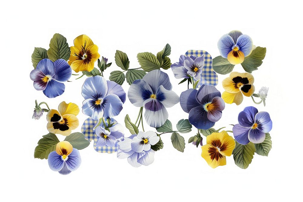 Pansy border collage cutouts blossom | Free Photo Illustration - rawpixel