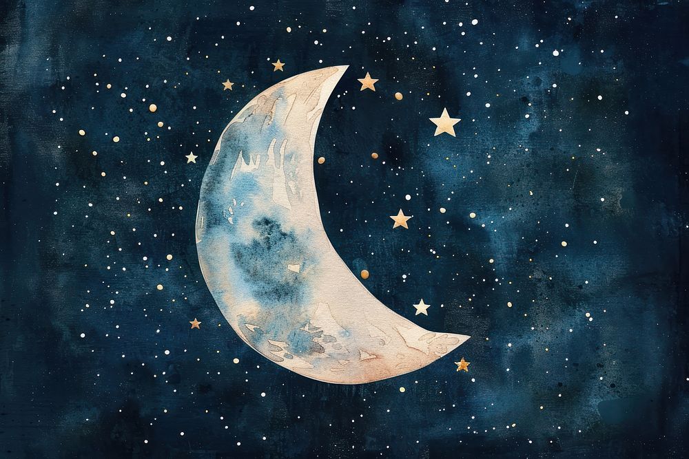 Whimsical crescent moon illustration | Free Photo Illustration - rawpixel