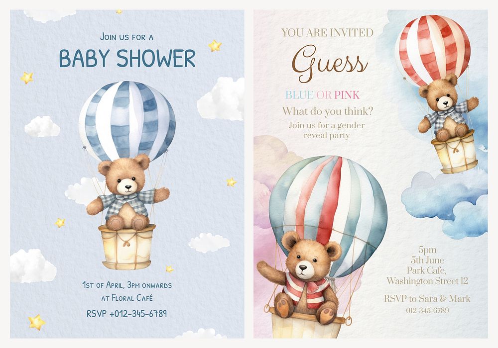 Cute baby shower invitation card | Free Vector - rawpixel